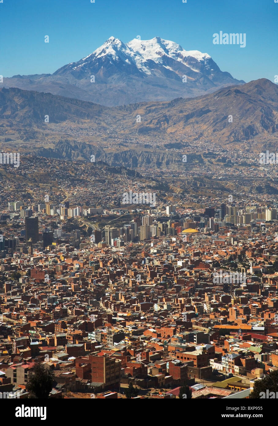 Illimani Peak And Cityscape Stock Photo - Alamy