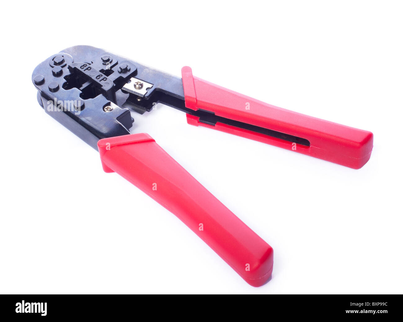 Red Crimping tool for RJ-45 Stock Photo - Alamy