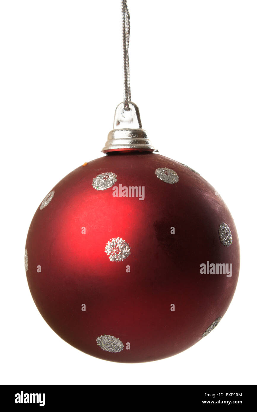 colored Christmas ball hanging on white background it's isolated Stock ...