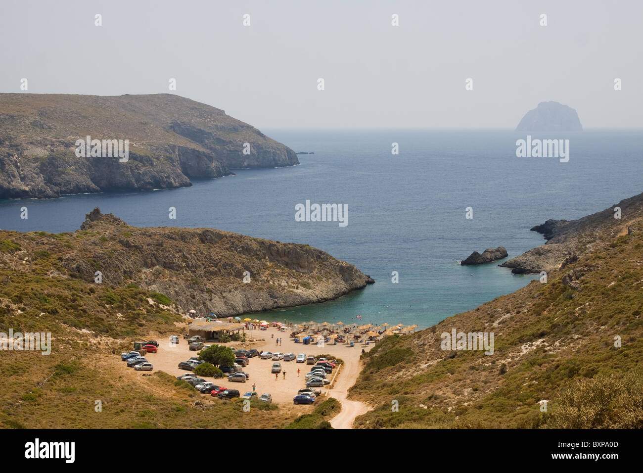The picturesque beach of Chalkos, on the southern part of Kithira ...