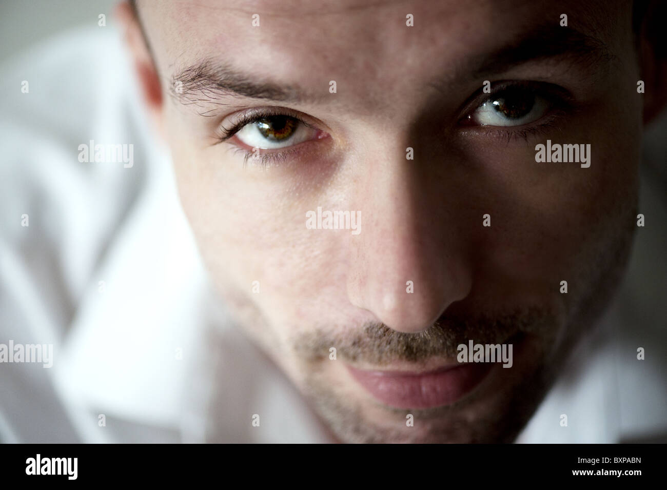 Men look looking face expression unshaved beard hi-res stock ...