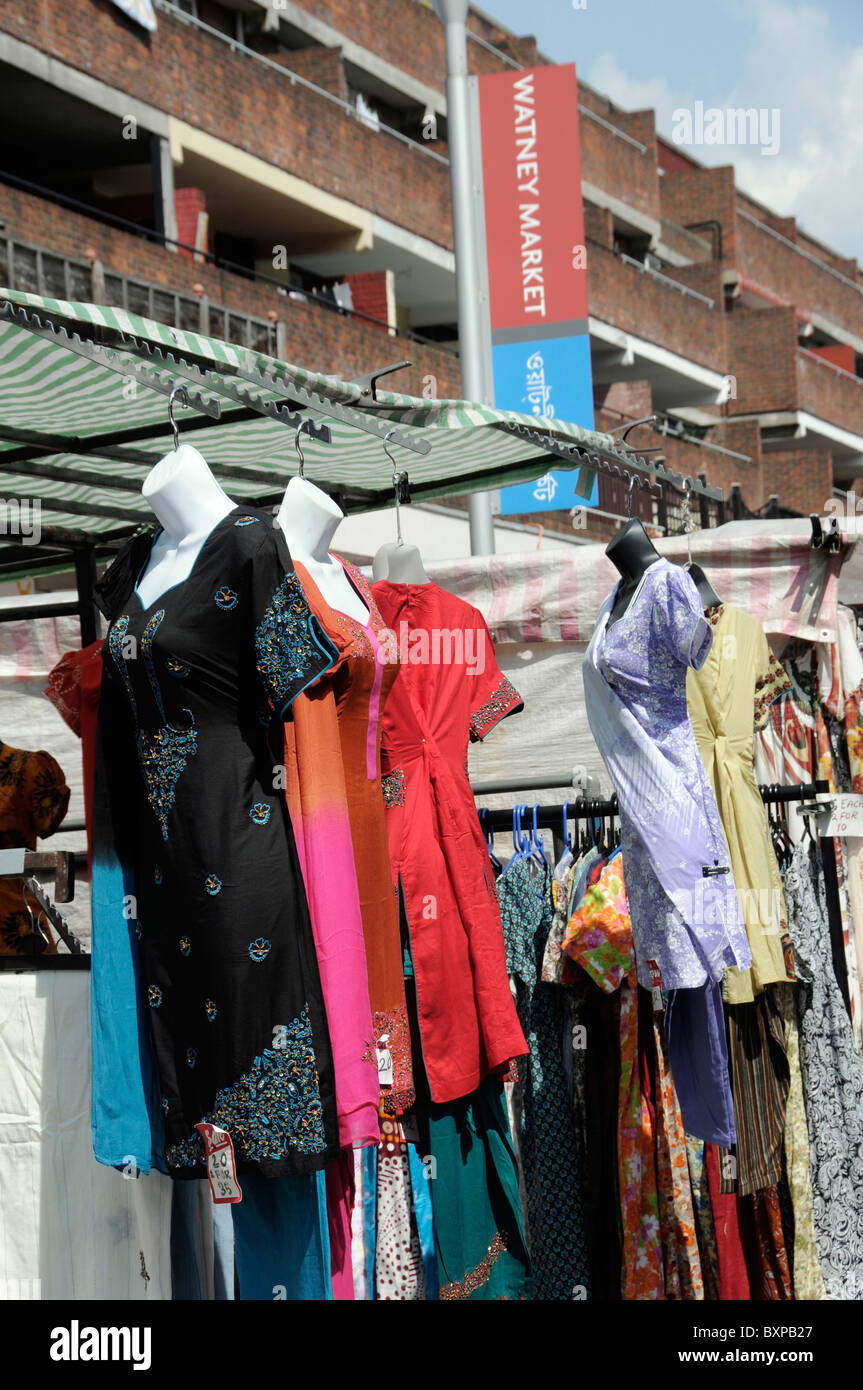 UK MUSLIM CLOTHES IN WATNEY STREET MARKET IN SHADWELL EAST LONDON Stock ...