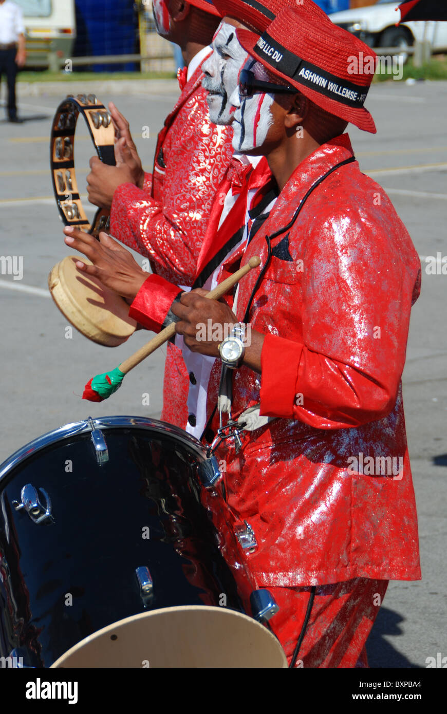 Colorful musicians playing in a parade, Port Elizabeth, South Africa ...
