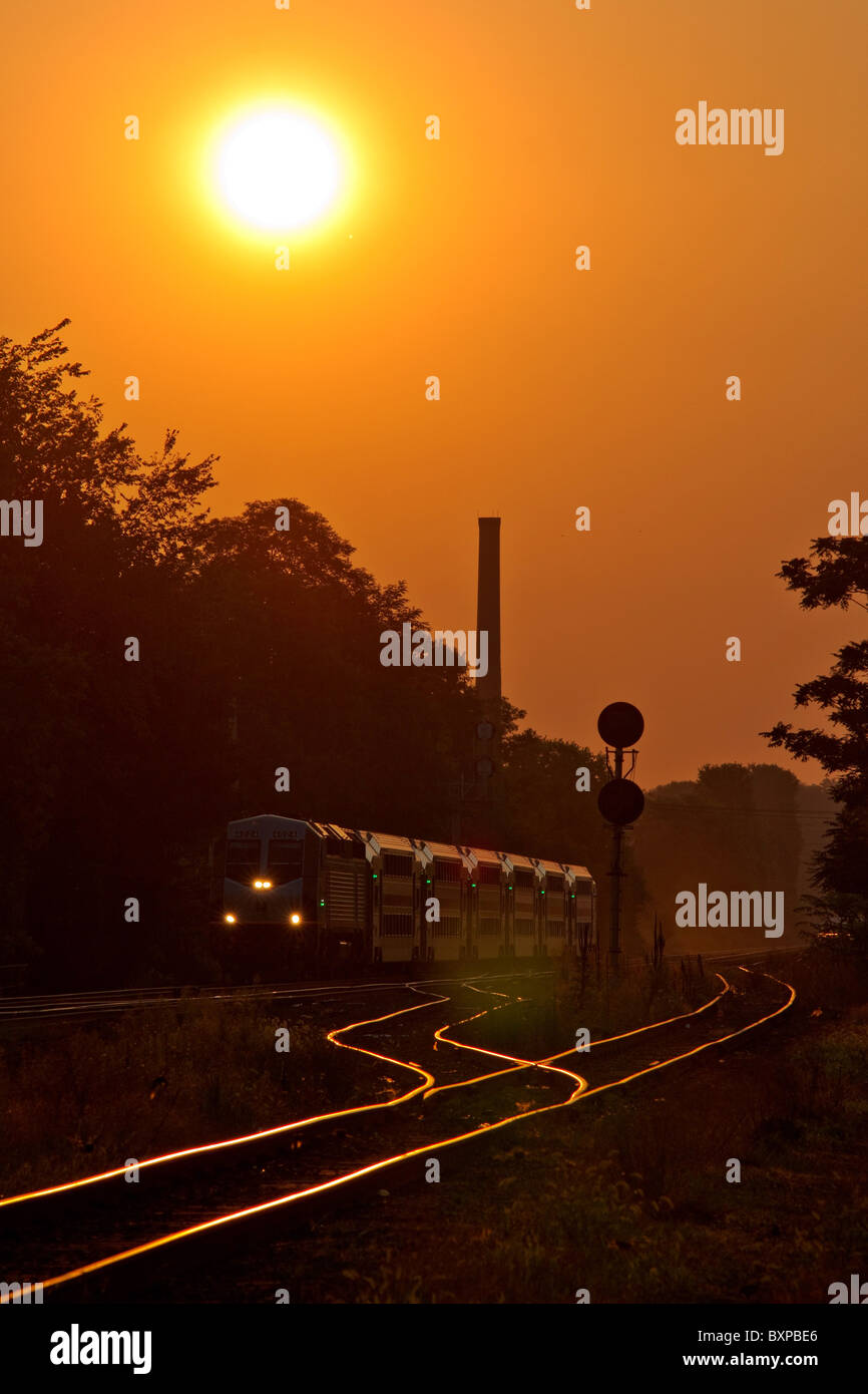 New Jersey Transit commuter train at dawn in Bound Brook, New Jersey ...