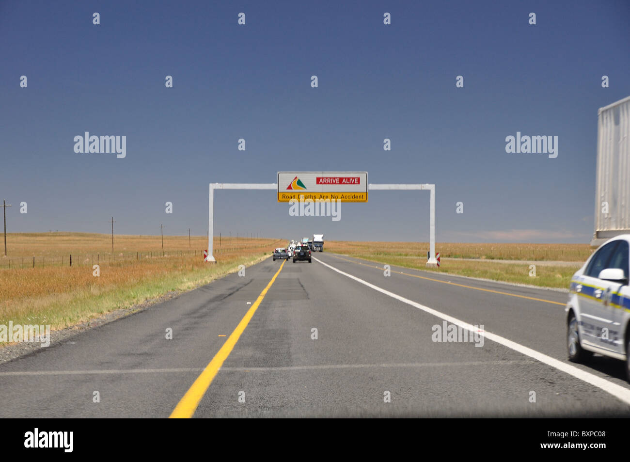 Straight Road, Highway, Cars, Free State, South Africa Stock Photo - Alamy