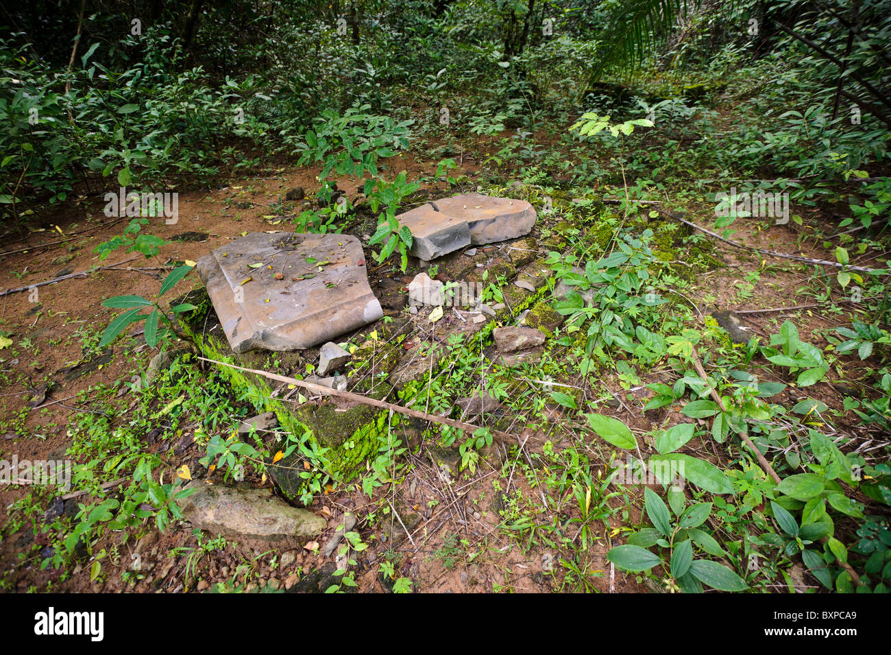 Gravestone of a foreman in the African graveyard, Bunce Island, Sierra ...