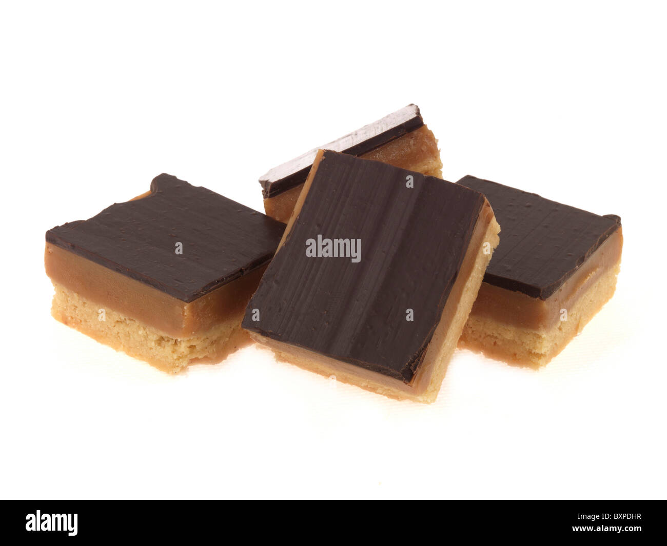 Fresh Tasty Sweet Caramel Shortbread Squares Snacks Isolated Against A ...