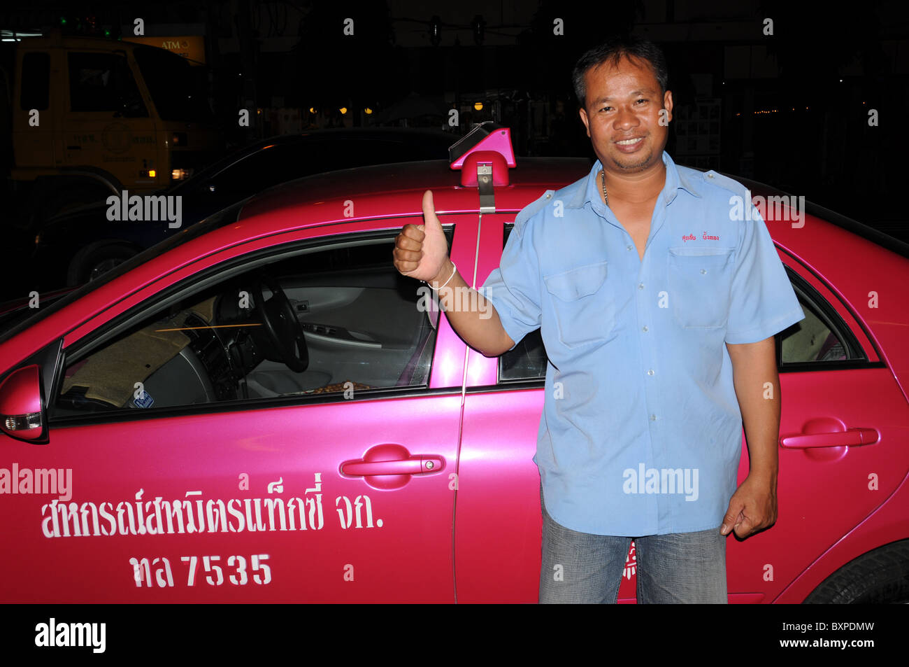Friendly Taxi Driver in Bangkok Stock Photo - Alamy