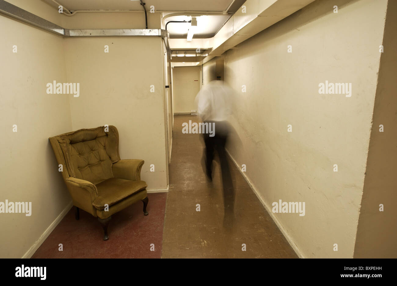 Interior corridor in Civil Defence Nuclear Bunker built in 1950s at ...