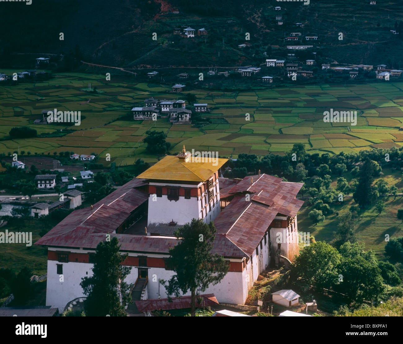 Buddhist Monastery In Fields, High Angle View Stock Photo - Alamy