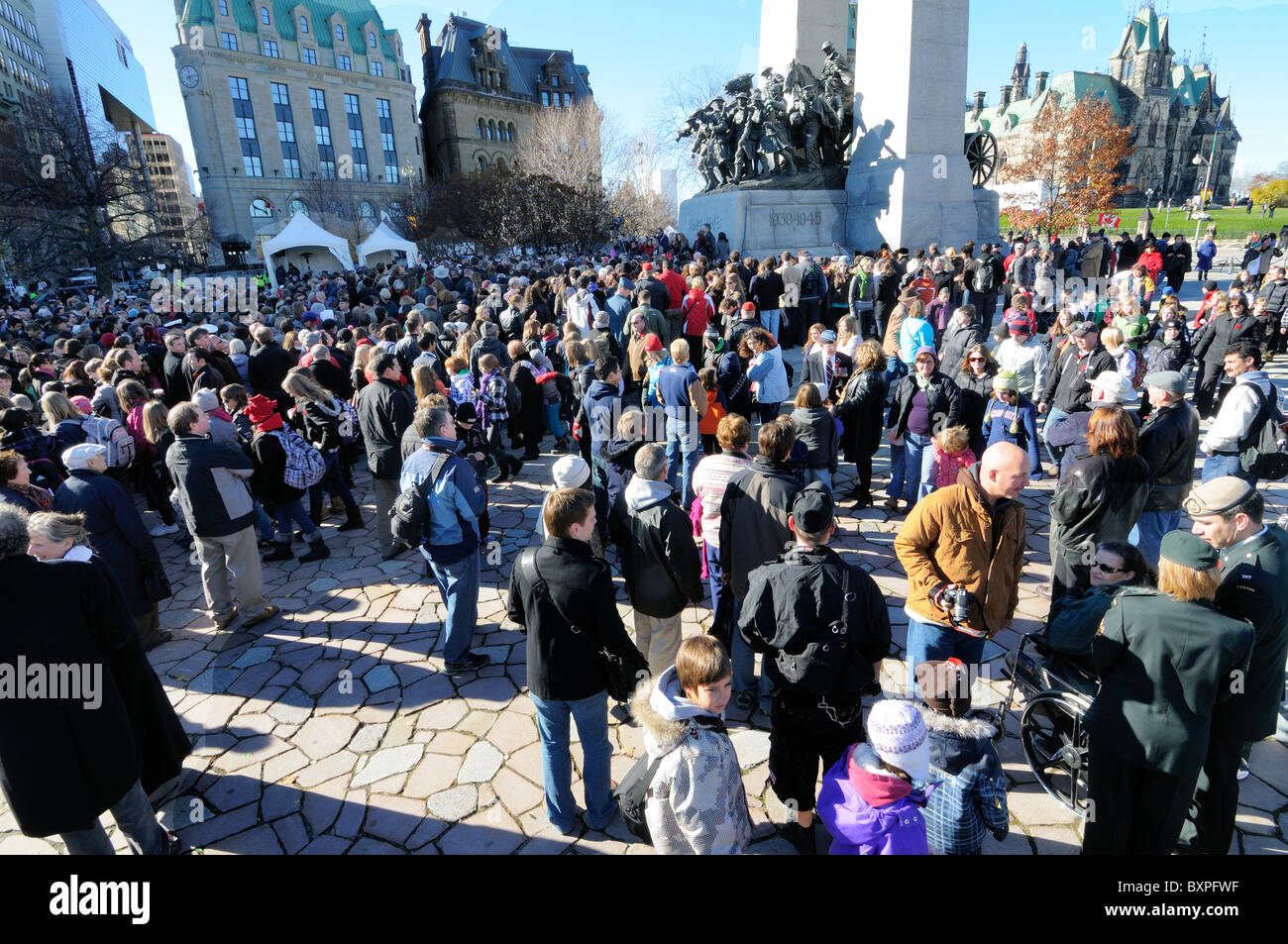 Crowds In Confederation Square At The National War Memorial Ottawa On ...