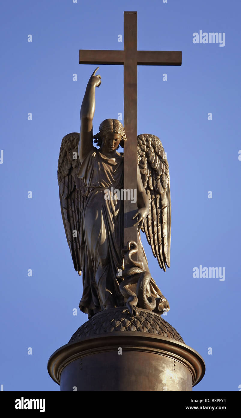 view on Angel in Alexander Column, Saint-Petersburg, Russia Stock Photo ...