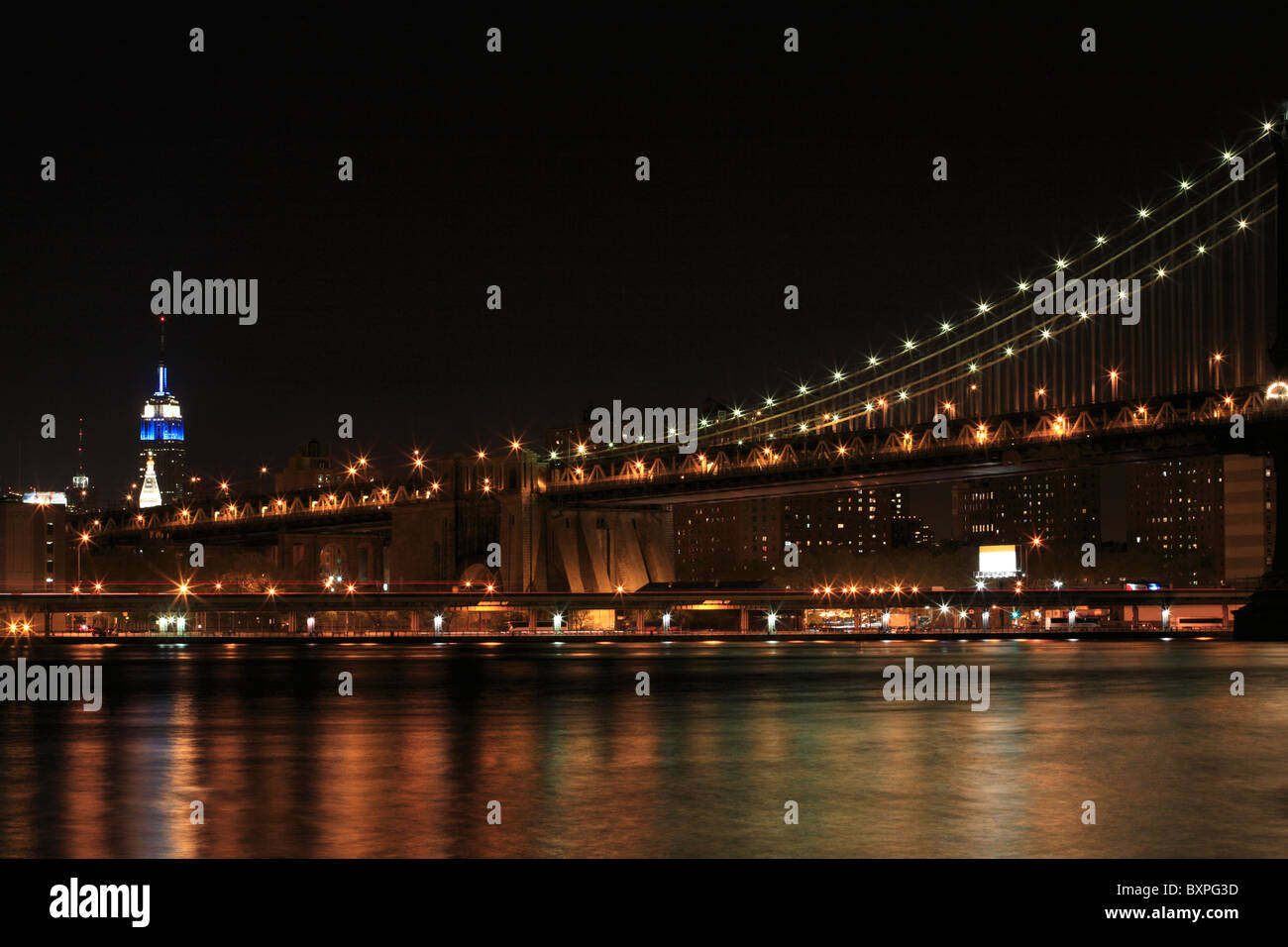 Empire State Building, Manhattan Bridge, New York City Stock Photo - Alamy