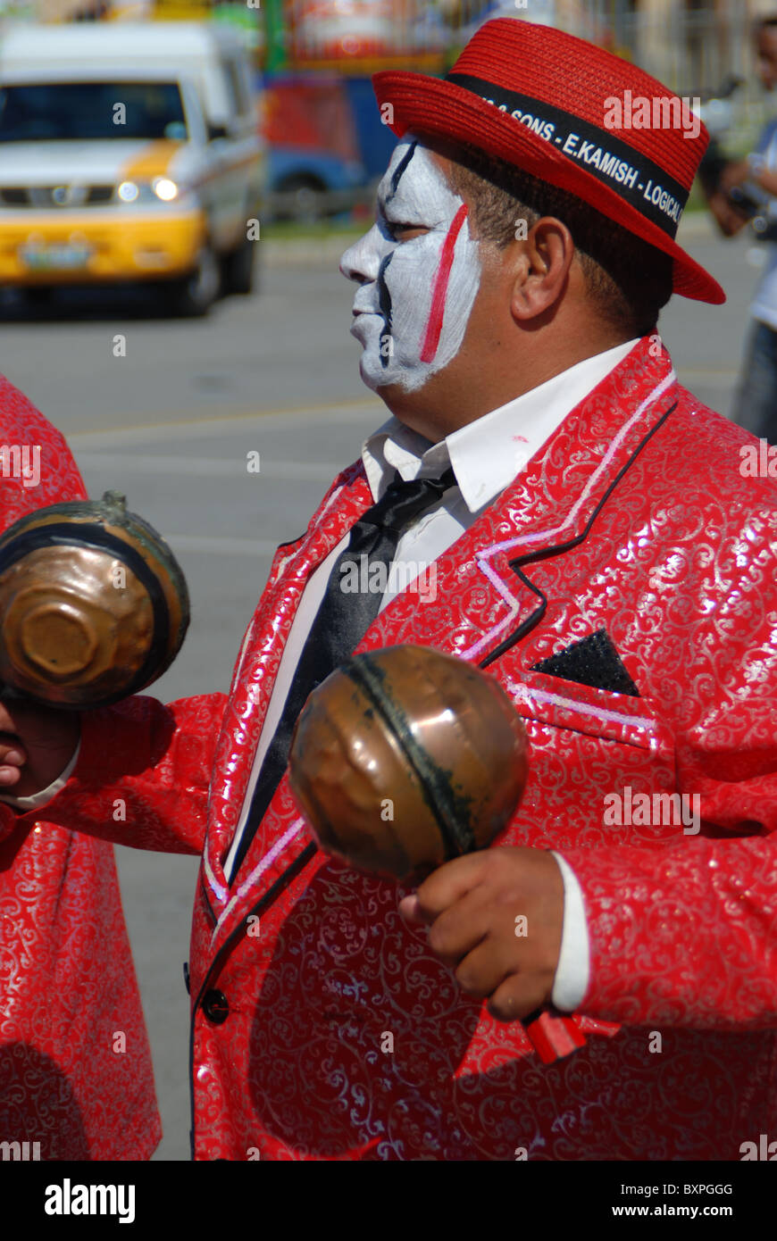 Colorful musicians playing in a parade, Port Elizabeth, South Africa ...