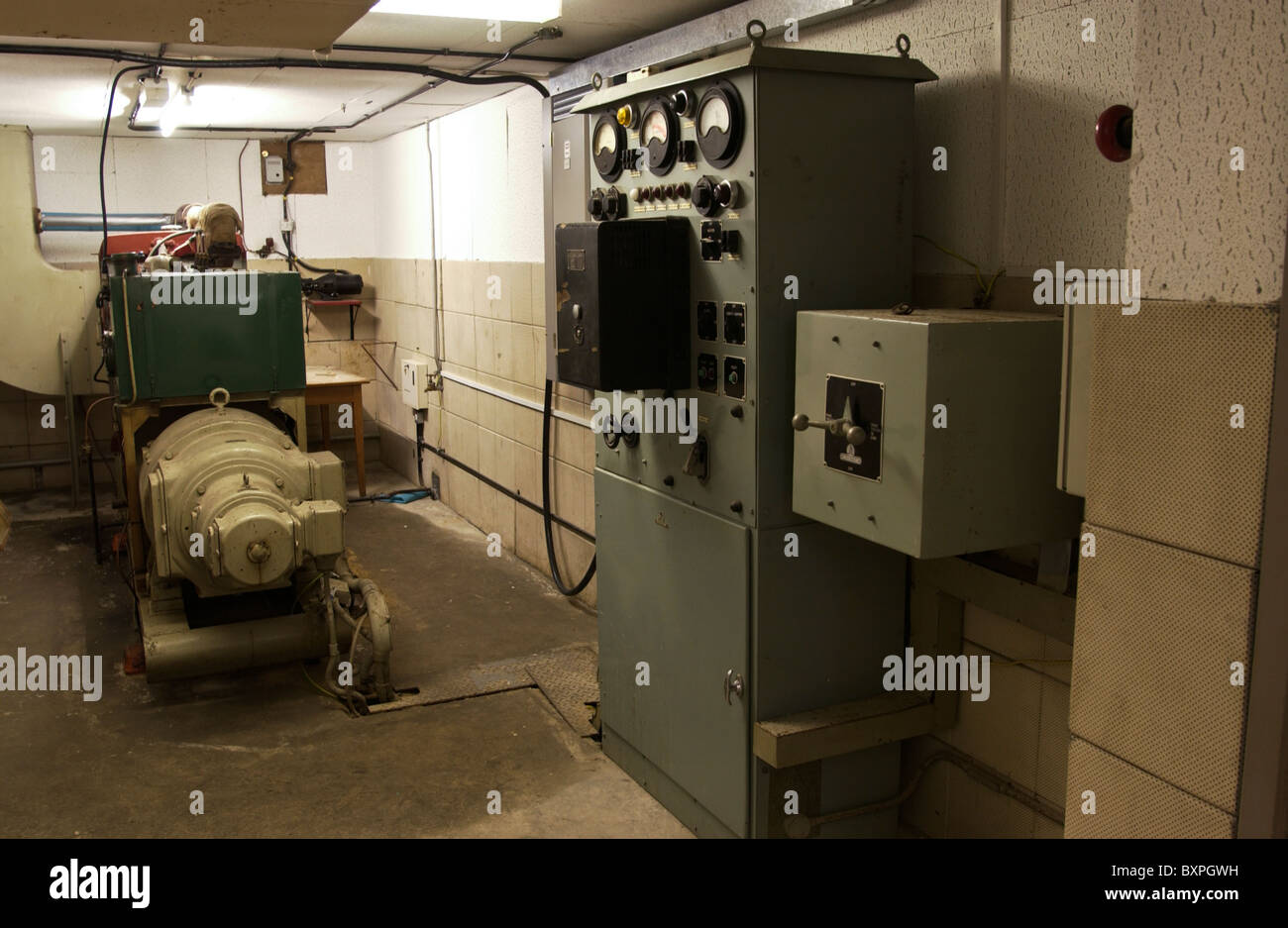 Interior of generator room in Civil Defence Nuclear Bunker at Ullenwood ...