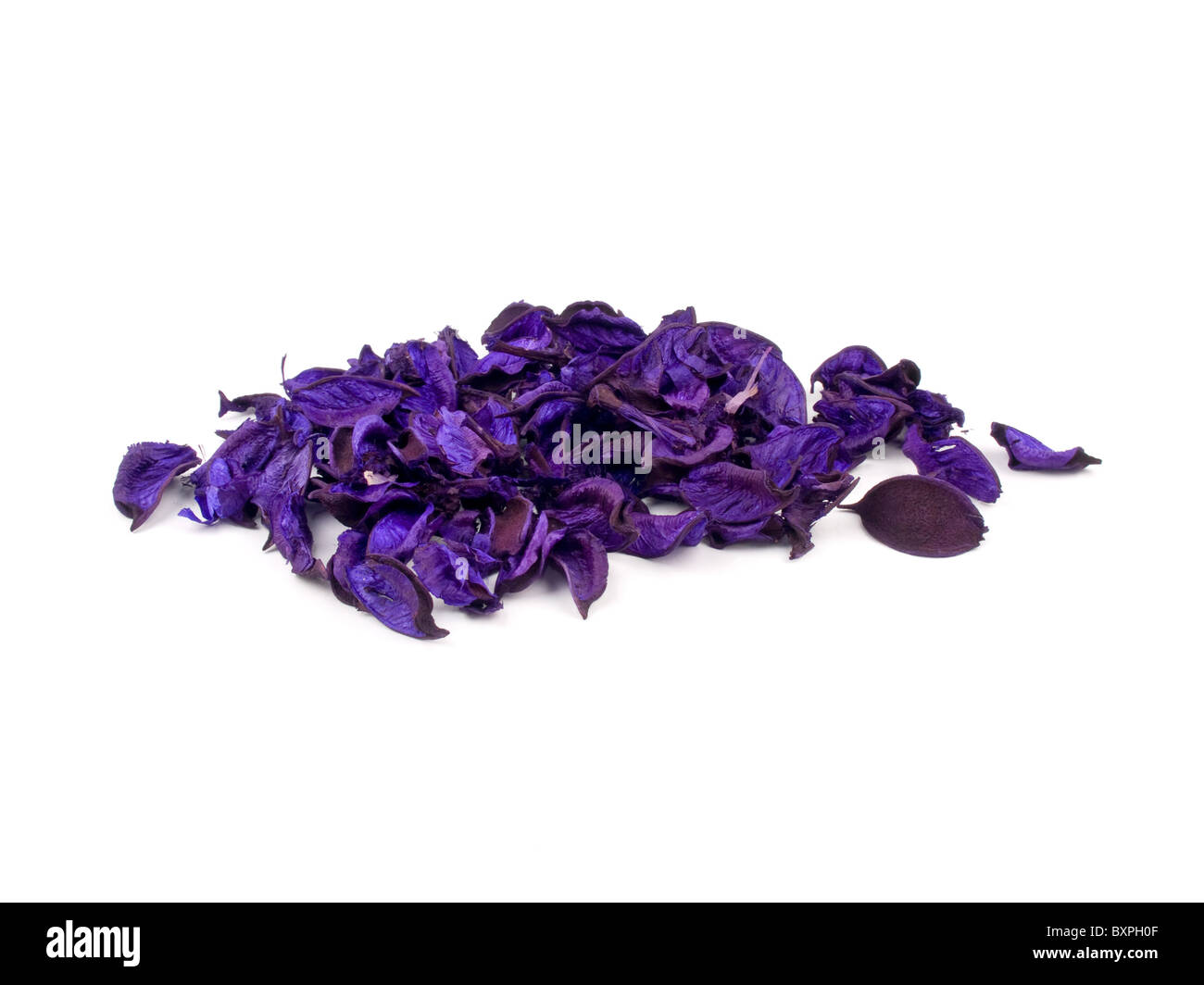 Aromatic purple potpourri on white background Stock Photo - Alamy