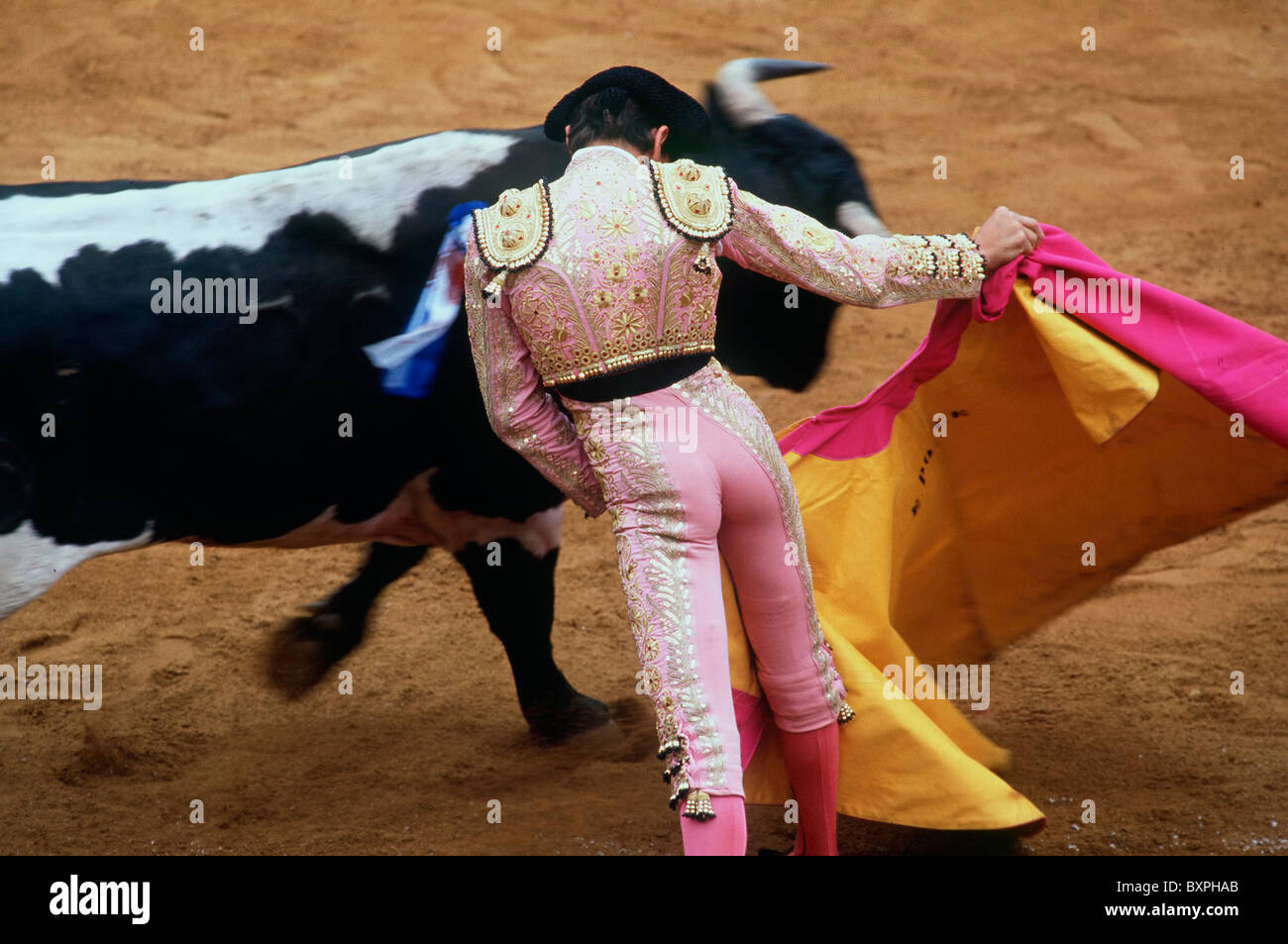 Bullfighting in the arena. The colors and the lights of the fight ...