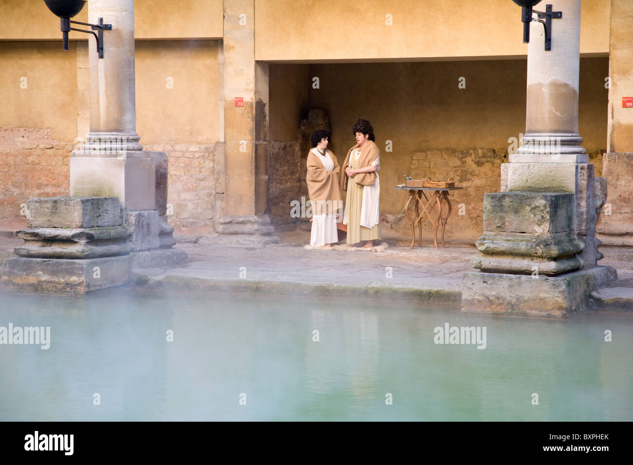 Steam coming off the Roman Baths, Bath, Somerset Stock Photo - Alamy