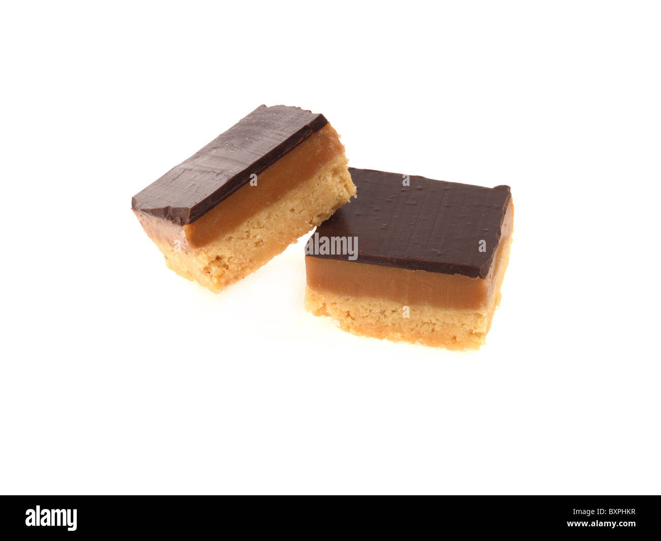 Fresh Tasty Sweet Caramel Shortbread Squares Snacks Isolated Against A ...