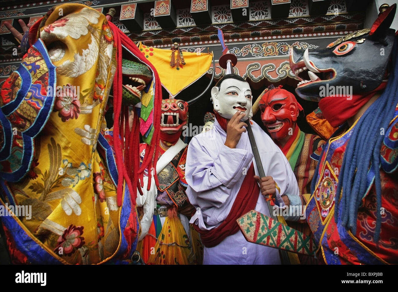 Buddhist Actors At Tashi Chhodzong During The Thimpu Festival Stock ...