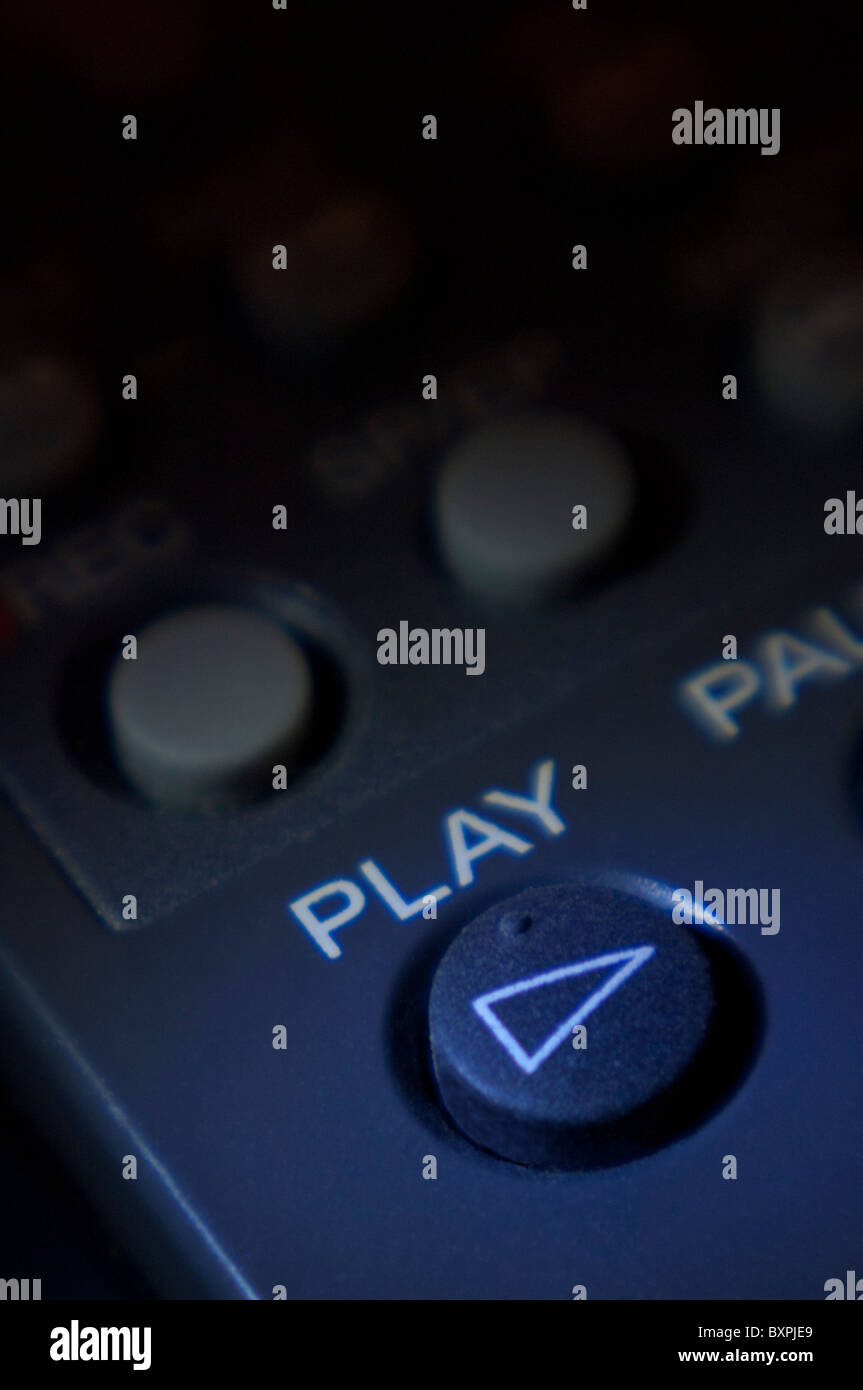 Close-up of PLAY button on a remote control device Stock Photo - Alamy