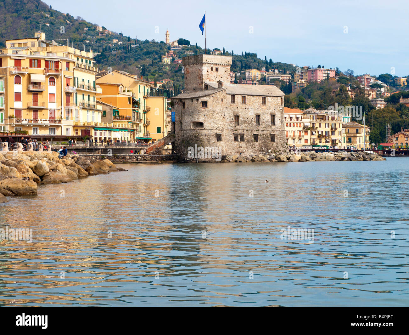 The castle on the sea in Rapallo Stock Photo - Alamy