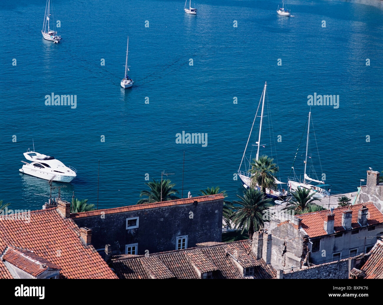 Looking Down On The Harbor Of Split Stock Photo - Alamy
