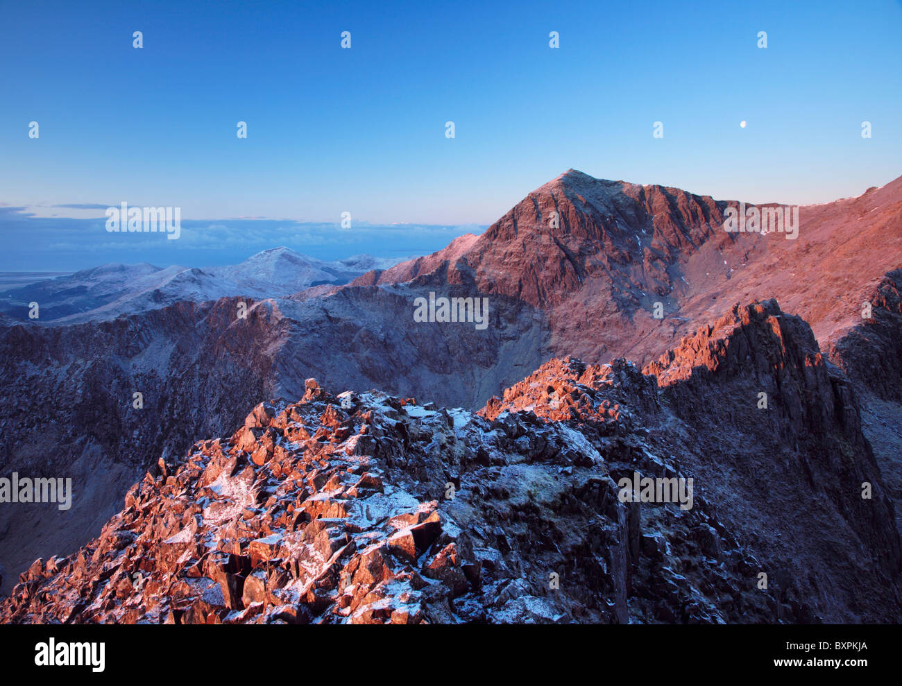 Mt Snowdon from Crib Goch on the 'Snowdon Horseshoe' ridge walk ...