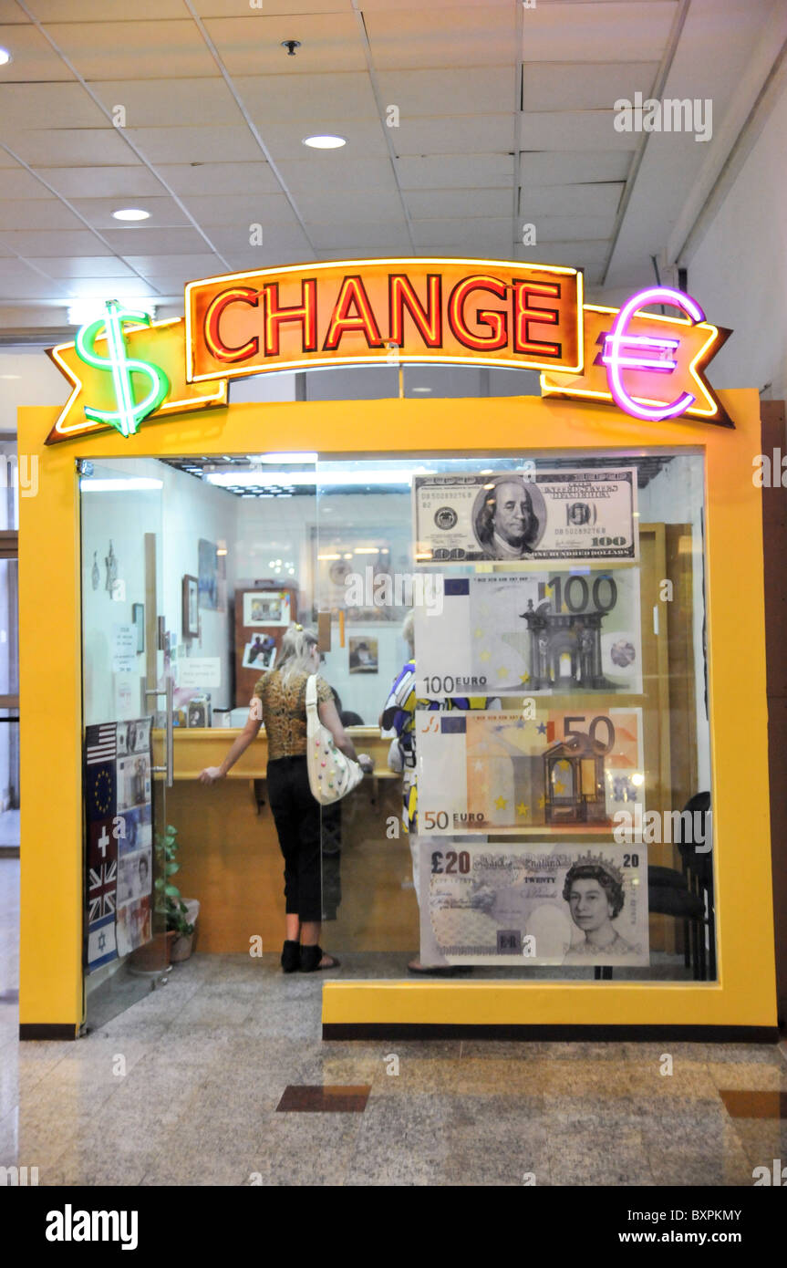 Money Exchange booth, Israel, Haifa interior of a shopping mall Stock ...