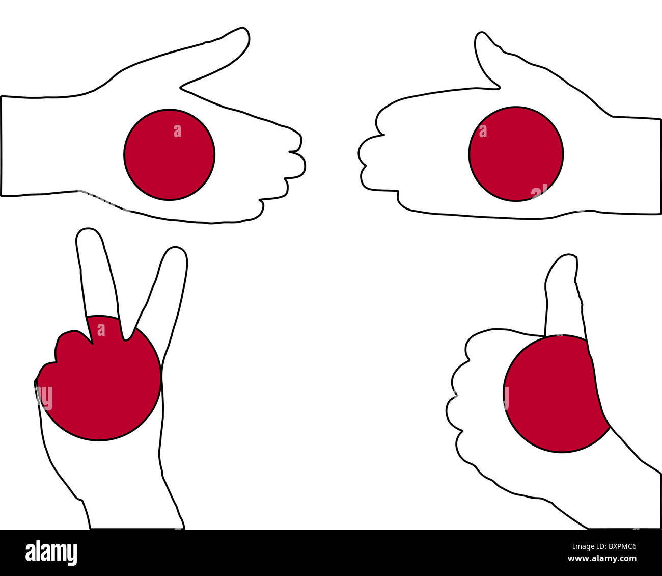 Japan hand signal Stock Photo - Alamy