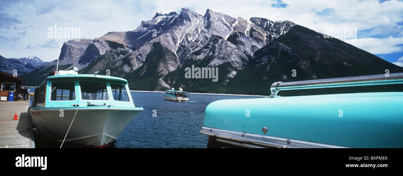 Boats On Lake In Canadian Rockies Stock Photo - Alamy