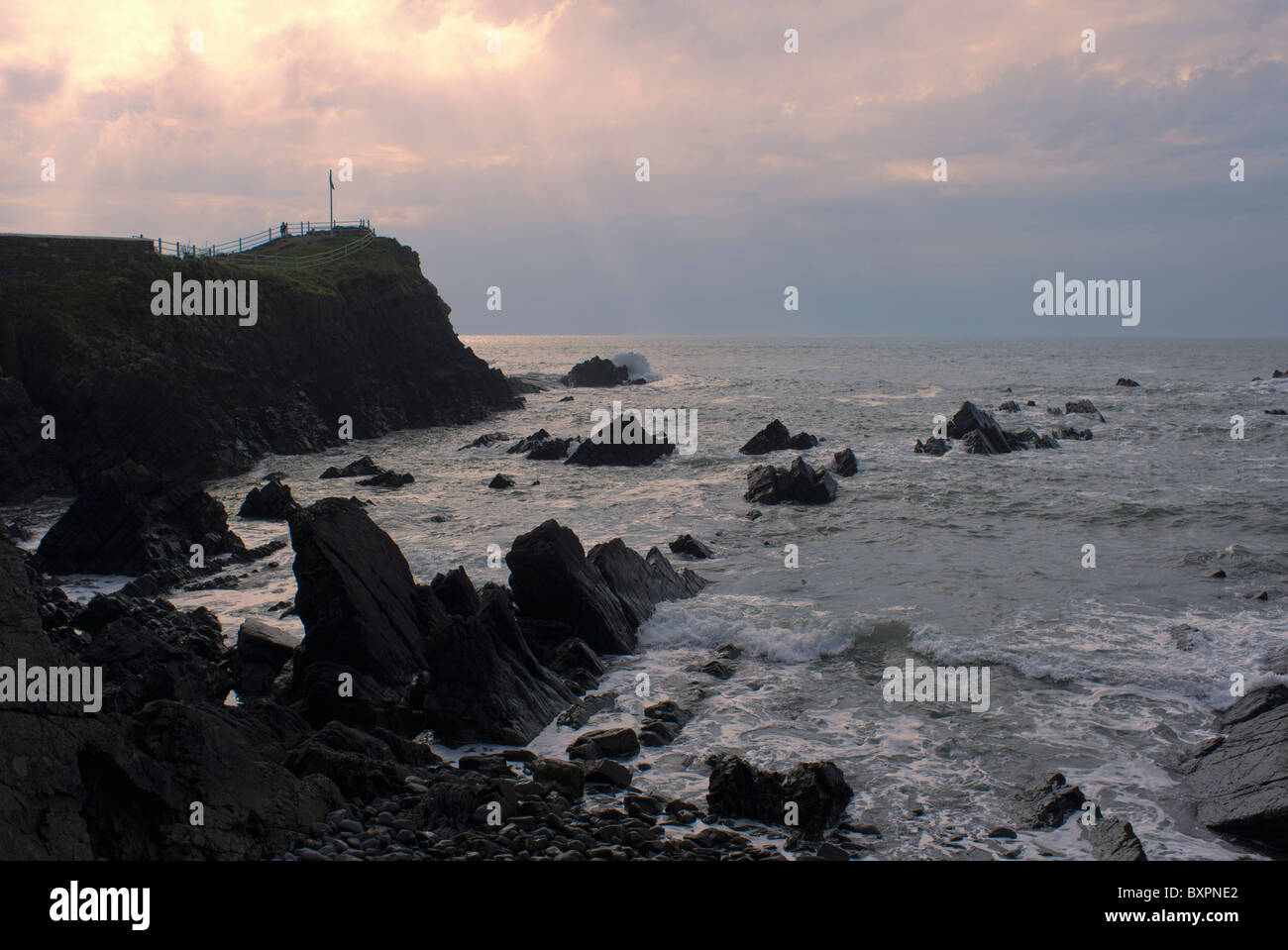 rocks and sea hartland quay devon Stock Photo - Alamy