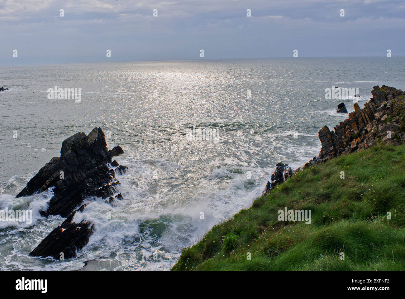 rocks and sea hartland quay devon Stock Photo - Alamy