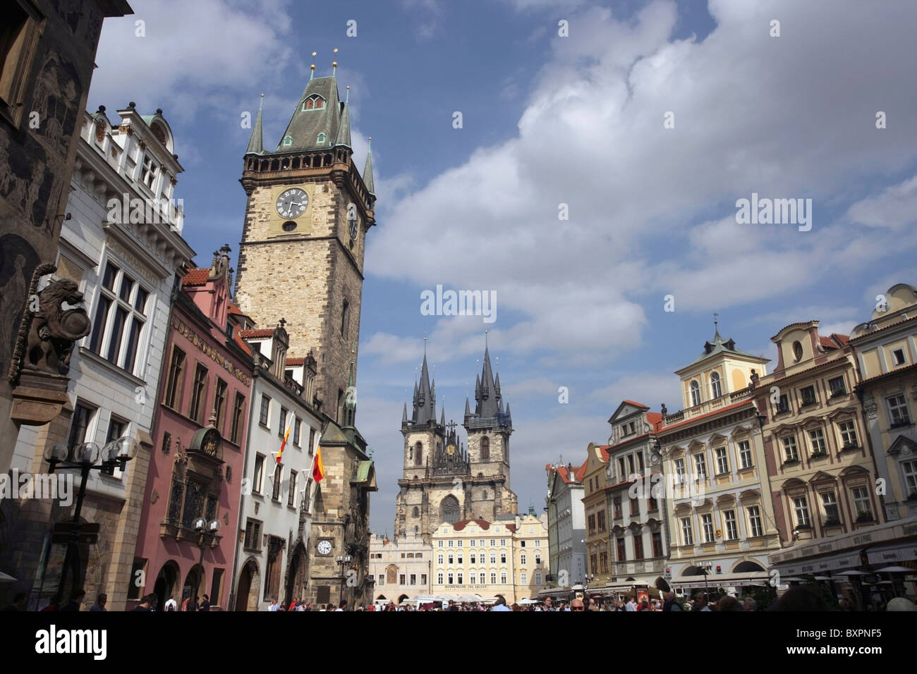 Tyn Cathedral And Astronomical Clock In Old Town Square Stock Photo - Alamy
