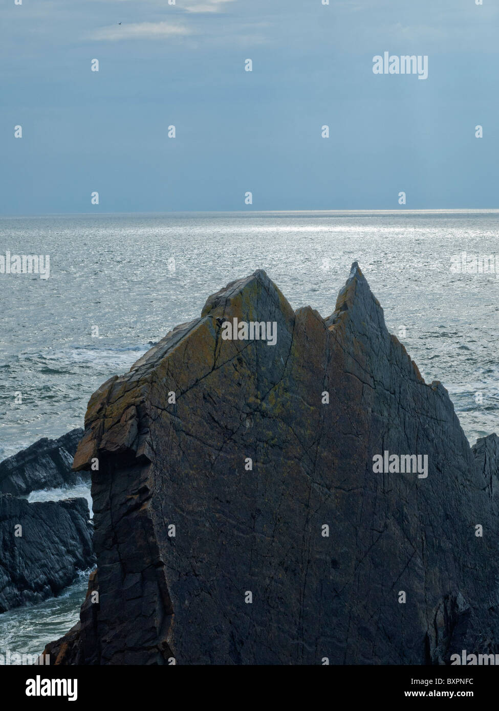 rocks and sea hartland quay devon Stock Photo - Alamy
