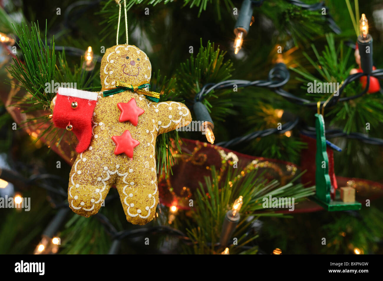 Gingerbread Man Christmas tree decoration Stock Photo - Alamy