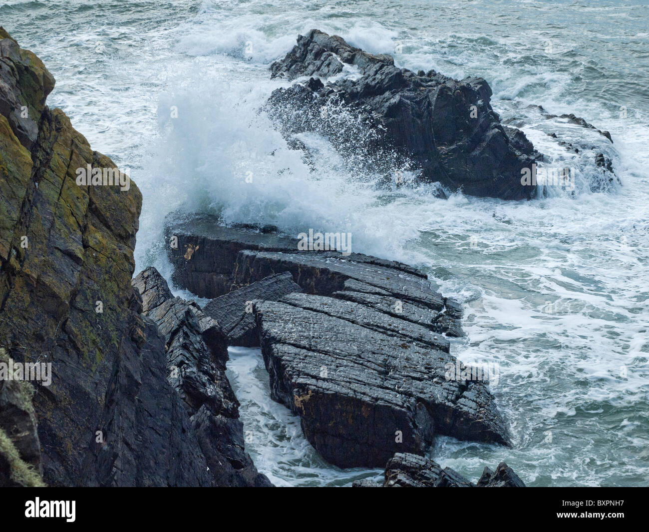 rocks and sea hartland quay devon Stock Photo - Alamy
