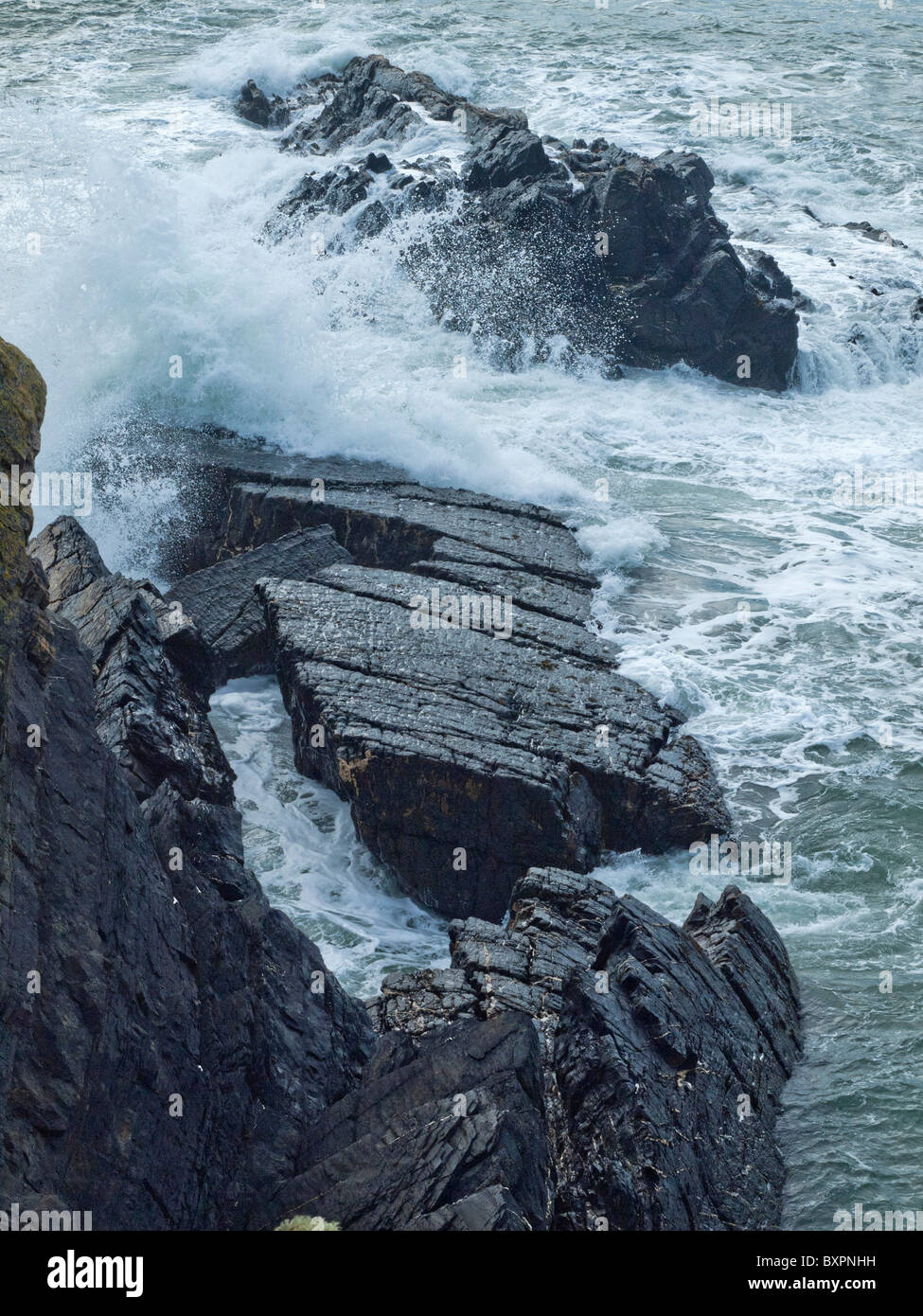 rocks and sea hartland quay devon Stock Photo - Alamy