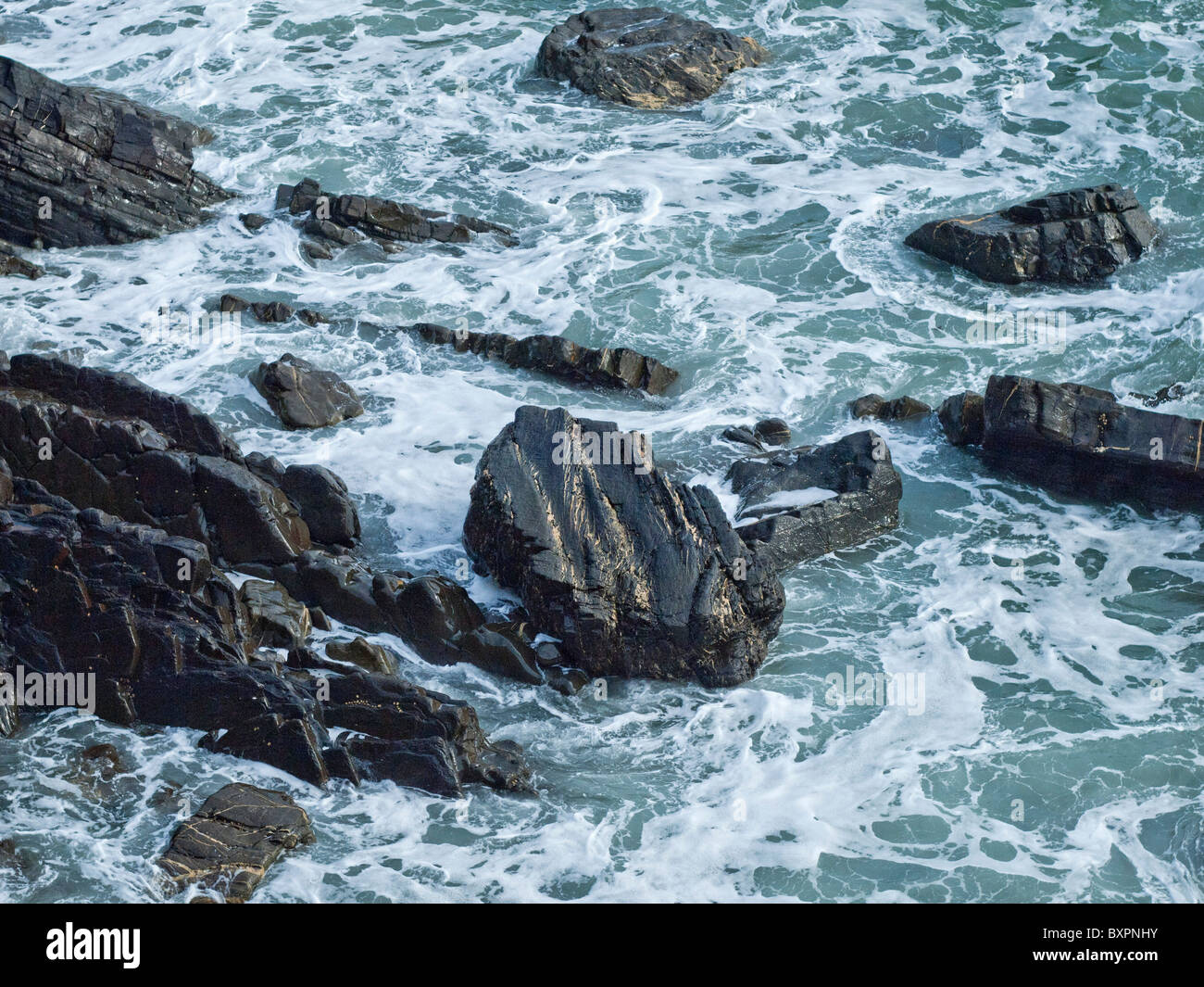 rocks and sea hartland quay devon Stock Photo - Alamy