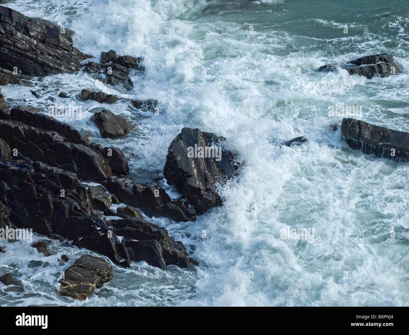 rocks and sea hartland quay devon Stock Photo - Alamy