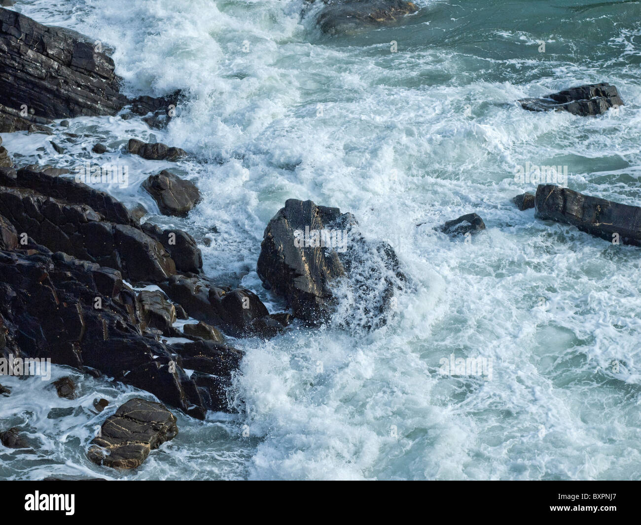 rocks and sea hartland quay devon Stock Photo - Alamy