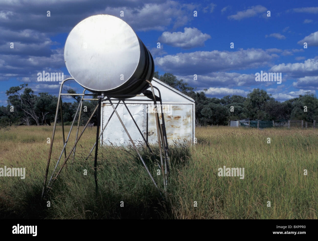 Water Tower And Barn On A Cattle Station Stock Photo - Alamy