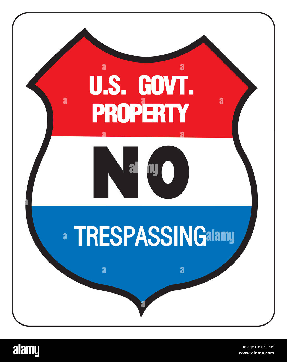 US Government property, no trespassing sign symbol Stock Photo - Alamy