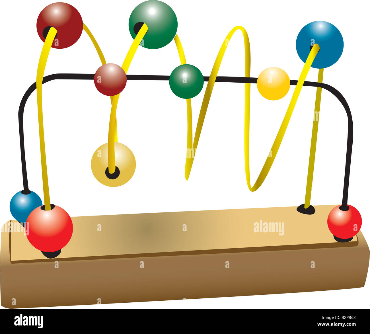 A 3D illustration of a retro wooden toy with colorful balls Stock Photo ...