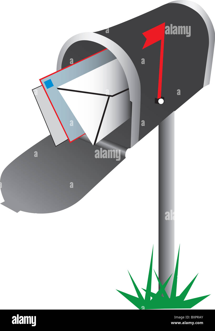 Illustration of an open mailbox with letters visible inside, isolated ...