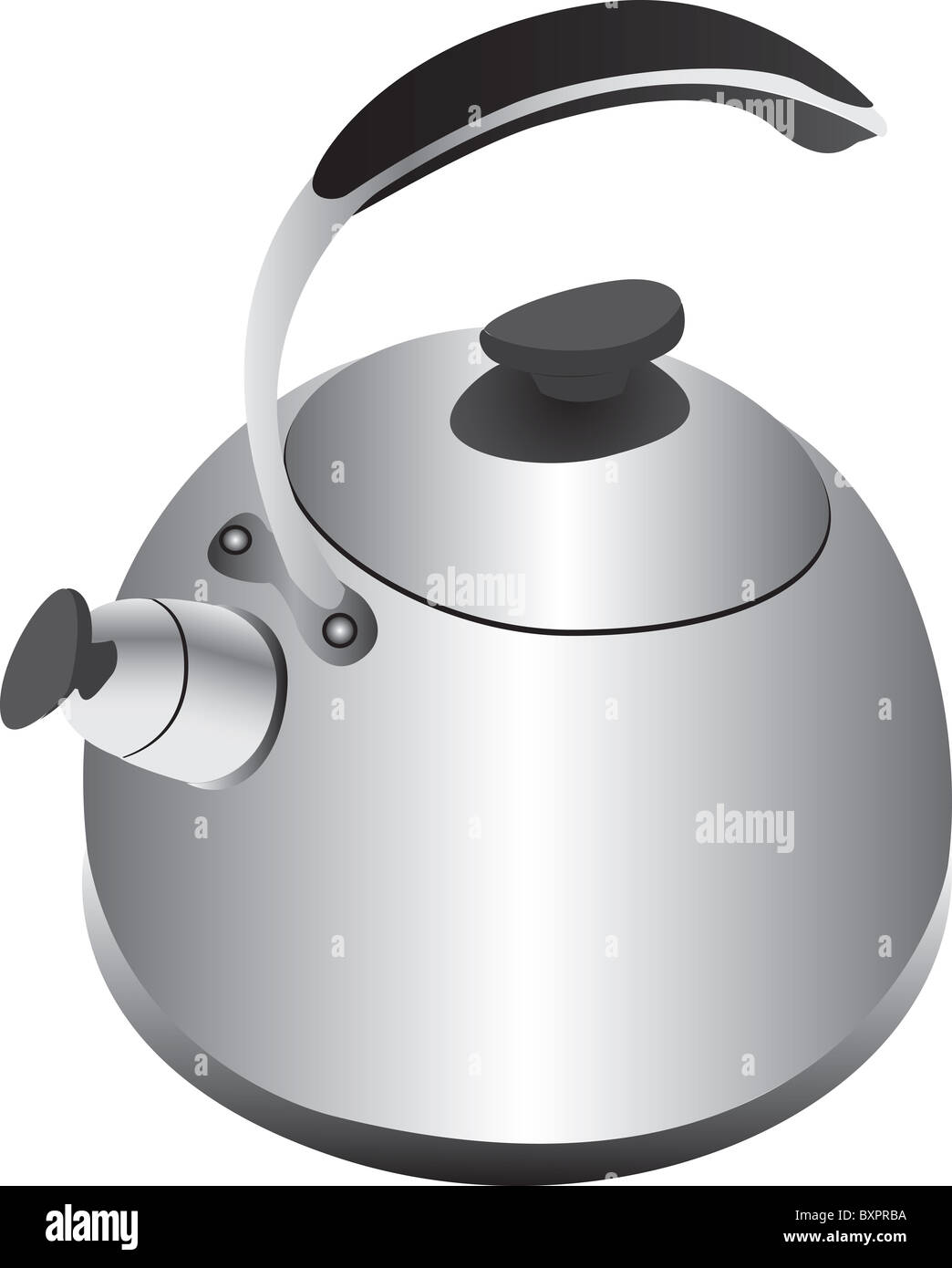 Three dimensional illustration of a silver or stainless steel retro ...