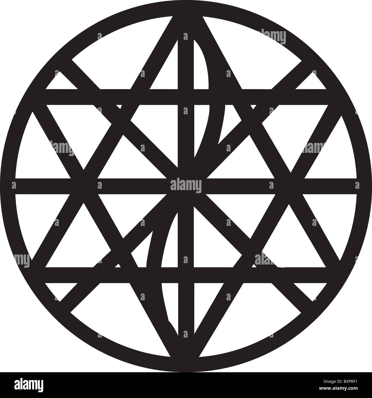 Silhouetted circular coherence symbol, isolated on white background ...