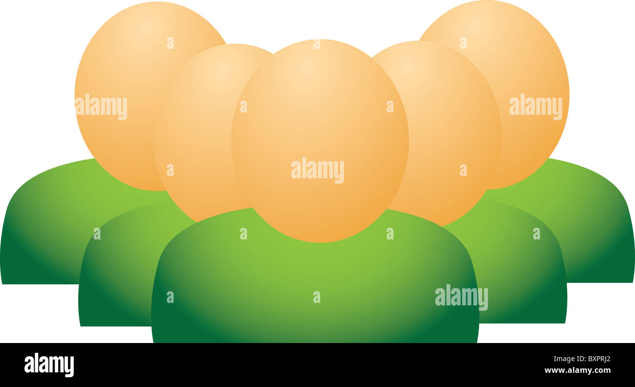 Simple illustration of a faceless group of people isolated against a ...