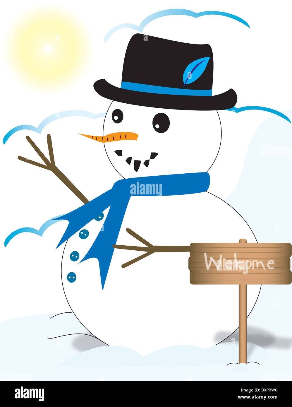 Cute looking Snowman for winter Theme Stock Photo - Alamy
