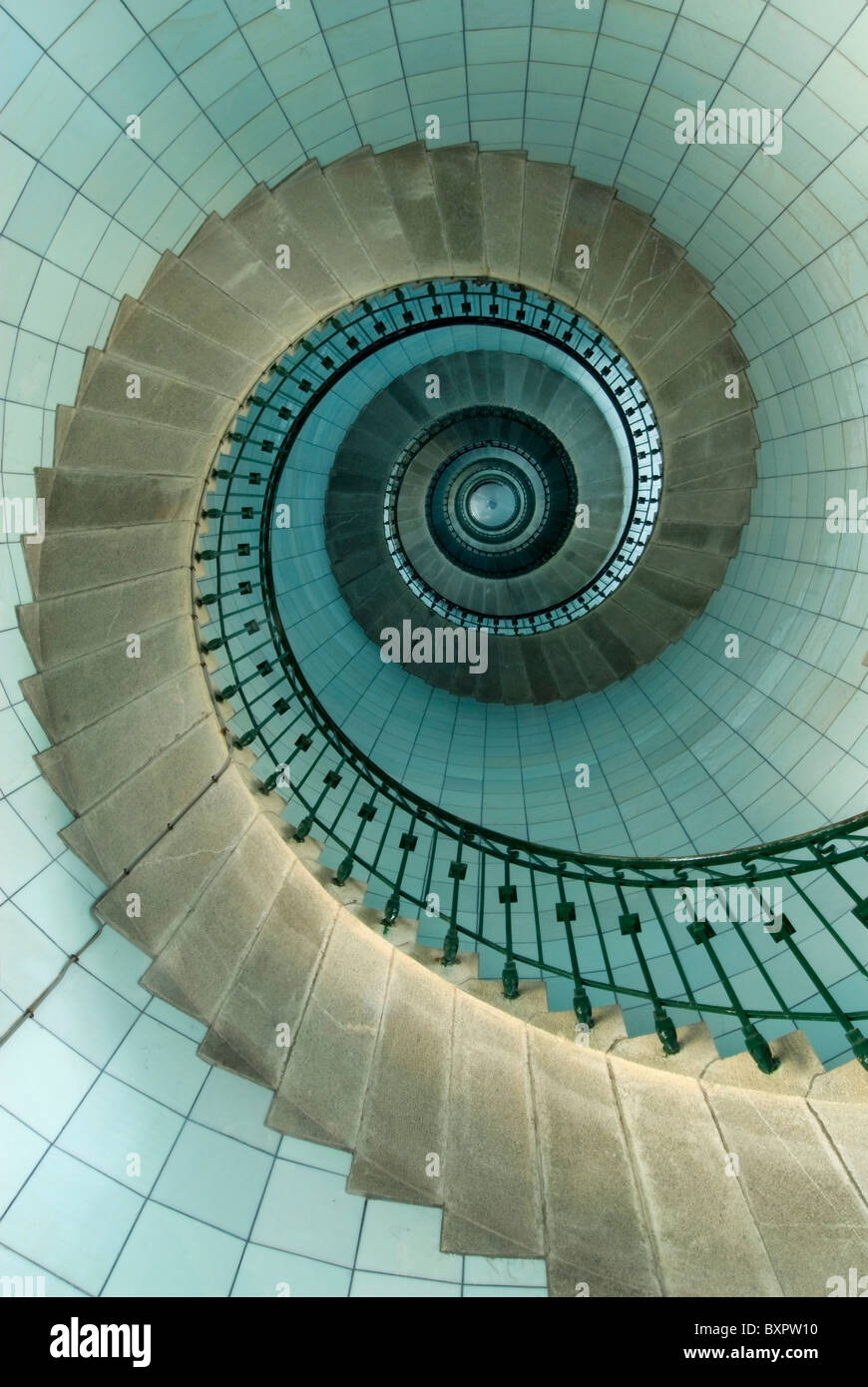Looking Up The Spiral Staircase Of The Lighthouse Stock Photo - Alamy